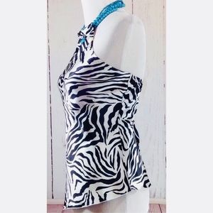 Jessica Simpson | Tops | Jessica Simpson Zebra Halter Necklace Shirt ...